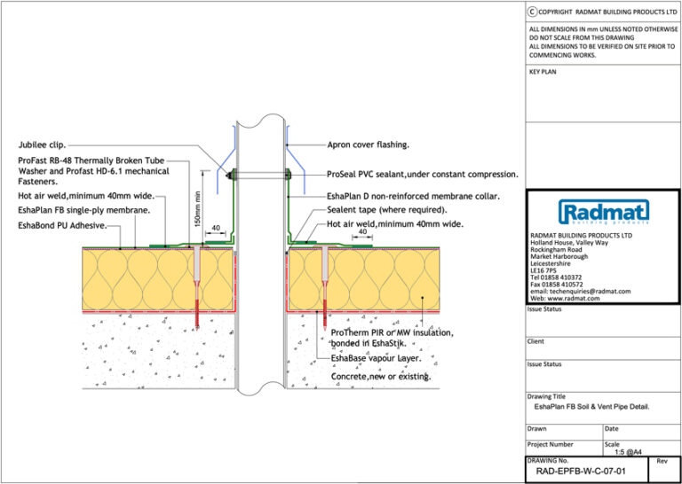 RAD-EPFB-W-C-07-01-EshaPlan-FB-Soil-&-Vent-Pipe-Detail | Radmat